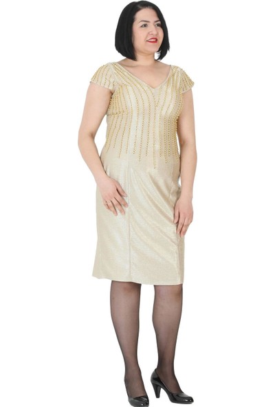 Günay Fierte Kadın Büyük Beden Abiye Elbise LG7507 V Yaka Düşük Kol Inci Işleme Kısa Siyah Bordo Gold Günay Fierte Kadın Büyük Beden Abiye Elbise LG7507 V Yaka Düşük Kol Inci Işleme Kısa Siyah Bordo Gold