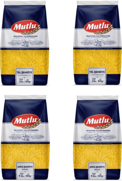Mutlu Makarna 4'lü Şehriye Paketi 2 Adet Tel Şehriye - 2 Adet Arpa Şehriye 4 x 500 gr