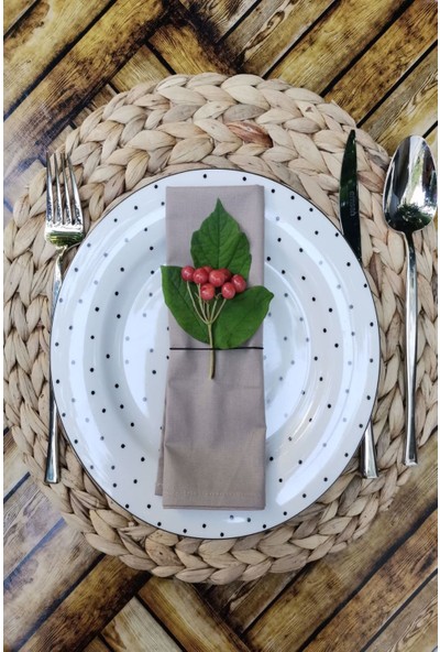 E-Sanat Evi 8'li Taş Rengi Kumaş Servis Sunum Peçetesi