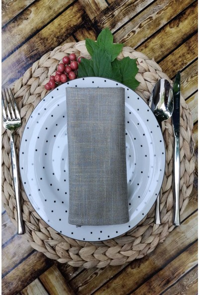 E-Sanat Evi 6 Adet Gri Simli Keten Servis Sunum Peçetesi E-Sanat Evi 6 Adet Gri Simli Keten Servis Sunum Peçetesi