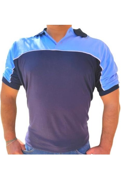 For You Mavi Erkek Regular Fit Yakalı Yarım Kol T-Shirt