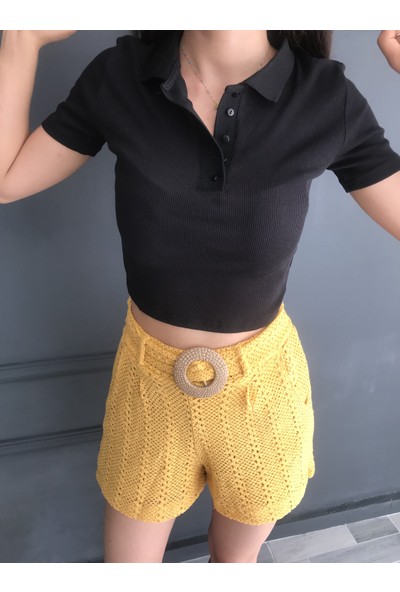 Kikiriki Polo Yaka Crop T-Shirt