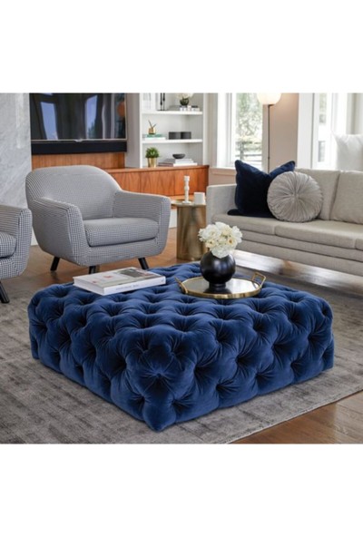 Alda Gelsin Chester Kapitoneli Kare Puf 90 cm Alda Gelsin Chester Kapitoneli Kare Puf 90 cm