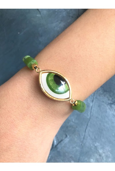 Floom Jewelry Yeşil Göz Detaylı Kanada Yeşimi Bileklik Floom Jewelry Yeşil Göz Detaylı Kanada Yeşimi Bileklik