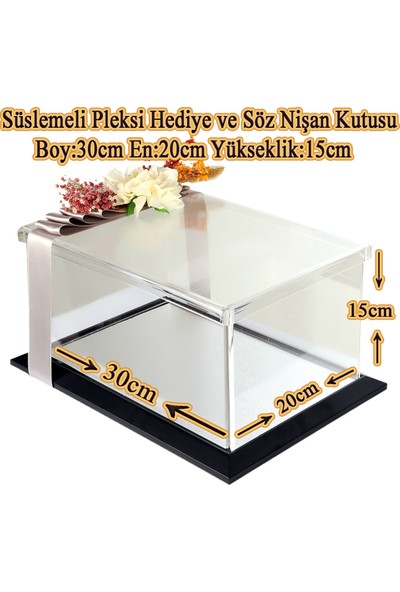 mixefor Nişan Söz Mendil Kutusu -Özel Hediyelik Kutu -Ölçüler 30 cm x 20 cm x 15 cm -Pleksi Kutu