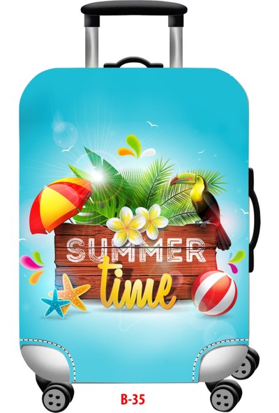 New Timoty Summer Time Baskılı Luggage Cover Valiz Kılıfı