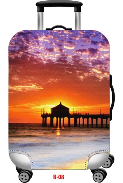 New Timoty Manzara Baskılı Luggage Cover Valiz Kılıfı