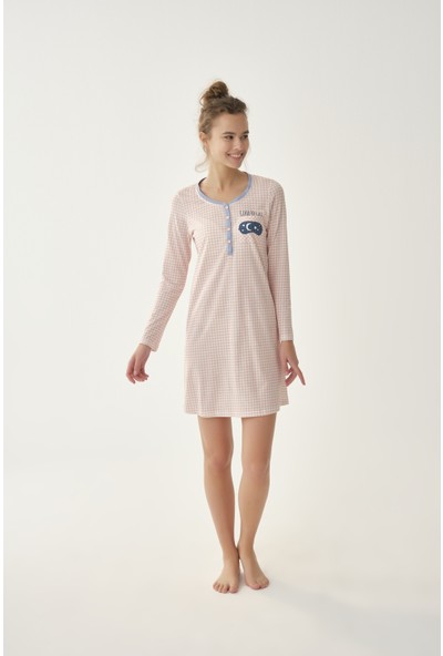 Pembe Uzun Kol Gecelik Pembe Uzun Kol Gecelik