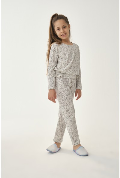 Beyaz Uzun Kol Pijama Takımı
