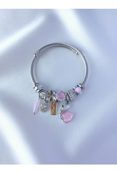Aurora Pandora Charmlı Kuğulu Çelik Bileklik