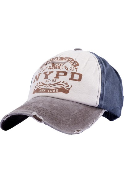 Perlotus Nypd Logolu New York Eskitme Spor Kep Şapka Kahverengi