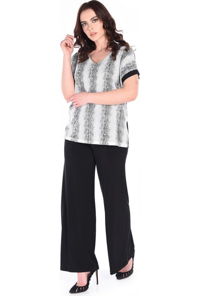 Günay Fierte Kadın Büyük Beden Bluz NLY1911148 V Yaka Ön Payet Arka Penye Düşük Kol Piton Siyah Günay Fierte Kadın Büyük Beden Bluz NLY1911148 V Yaka Ön Payet Arka Penye Düşük Kol Piton Siyah