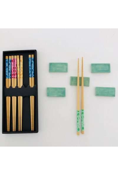 Belisama Talisman Chopsticks ve Dayanakları Ahşap Beş Çift Japon Belisama Talisman Chopsticks ve Dayanakları Ahşap Beş Çift Japon