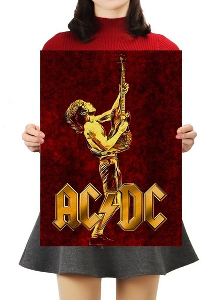 Caph Design Ac-Dc Metal Müzik Vintage Kraft Poster 32X45CM - Özel Kutulu Caph Design Ac-Dc Metal Müzik Vintage Kraft Poster 32X45CM - Özel Kutulu
