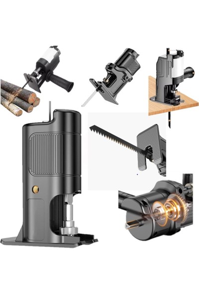 Böhrer Şarjlı - Elektrikli Matkap Pistonlu Jig Testere Aparatı Ağaç Metal Işleme Adaptör Böhrer Şarjlı - Elektrikli Matkap Pistonlu Jig Testere Aparatı Ağaç Metal Işleme Adaptör