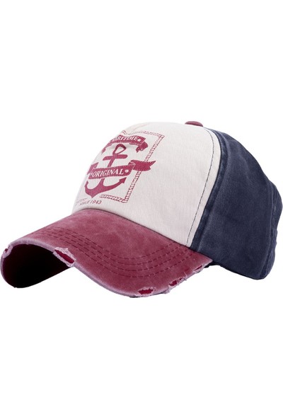 Perlotus Maritime Denizci Çapalı Eskitme Spor Kep Beyzbol Şapka Bordo Mavi Perlotus Maritime Denizci Çapalı Eskitme Spor Kep Beyzbol Şapka Bordo Mavi