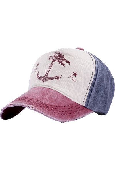 Perlotus Denizci Çapa Eskitme Balıkçı Denizci Şapka Bordo Mavi Perlotus Denizci Çapa Eskitme Balıkçı Denizci Şapka Bordo Mavi