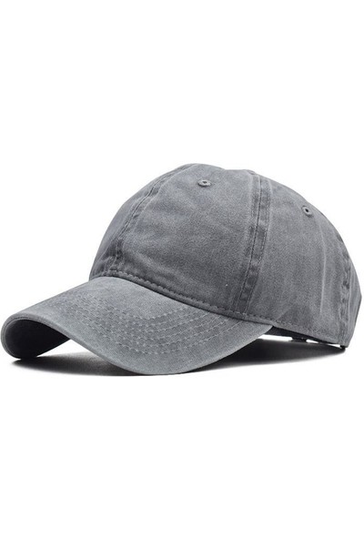 Beyzbol Şapkası Pamuk Düz Eskitme - Yeni Sezon – Son Trend - Gri