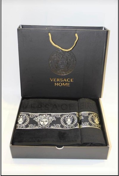 Versace Home 2'li Havlu Seti Siyah