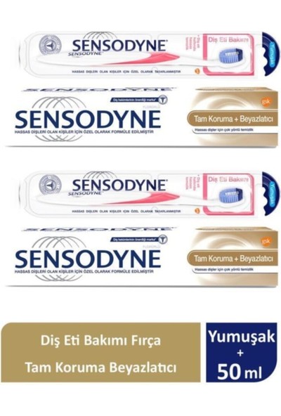 Sensodyne Diş Eti Bakımı Diş Fırçası + Tam Koruma Diş Macunu 50 ml x 2 Sensodyne Diş Eti Bakımı Diş Fırçası + Tam Koruma Diş Macunu 50 ml x 2