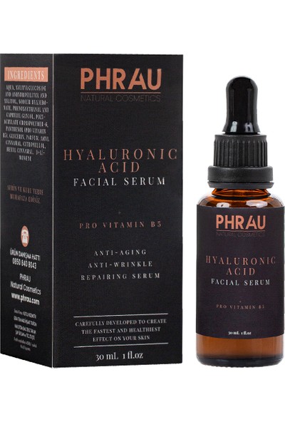 Phrau Yoğun Nemlendirici ve Kırışıklık Karşıtı Hyaluronik Asit Serum (Provitamin B5 Destekli )