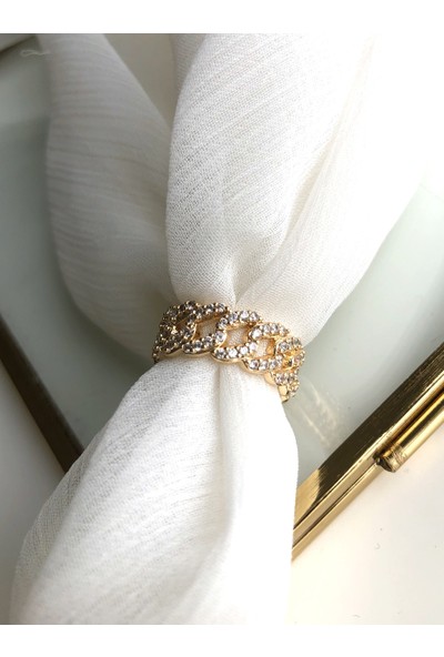 Misshing Kadın Zirkon Taş Gold Ayarlanabilir Yüzük