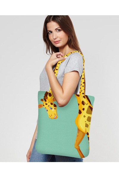 Alkan Homes Kırlent Dünyası Zürafa Desenli Plaj Çantası