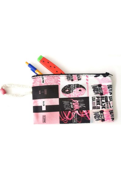 Alp Collection Blackpink Baskılı Bez Kalemlik Fermuarlı Cüzdan Makyaj Çantası