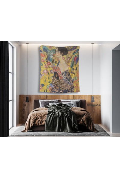 Hobimania Duvar Örtüsü Tapestry Gustav Klimt Lady With Fan 70X100 cm Duvar Dekorasyon Moda Hobimania Duvar Örtüsü Tapestry Gustav Klimt Lady With Fan 70X100 cm Duvar Dekorasyon Moda