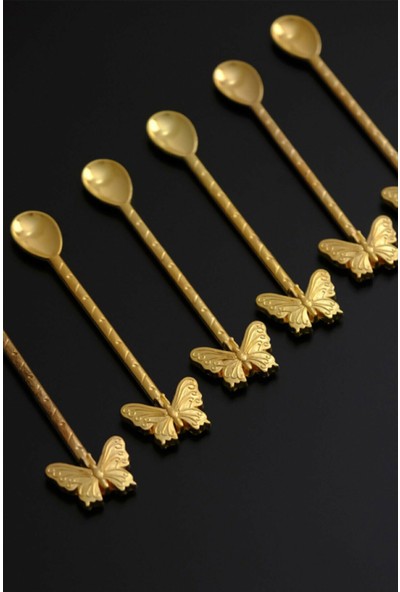 Homedora 6 Kişilik Kelebekli Çay Kaşığı Gold Homedora 6 Kişilik Kelebekli Çay Kaşığı Gold