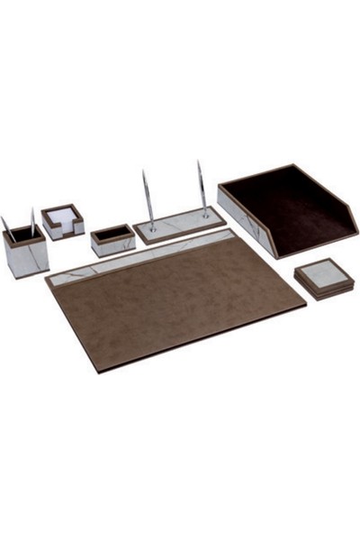 Gıpta 7228 Laron 8 Parça Ahşap Sümen Takımı Beyaz-Kahve