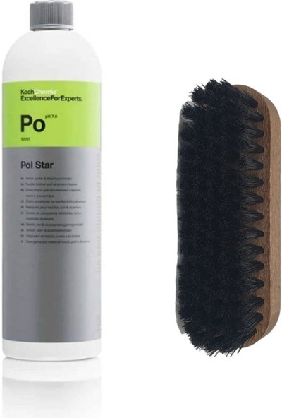 Koch Chemie Po - Deri Alcantara Döşeme Temizleyici 1 Lt + Deri Temizlik Fırçası