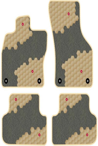 Tegin Peugeot 308 2014 ve Sonrası Uyumlu Gri Halı Bej Desen Bej Kenar Plus Paspas