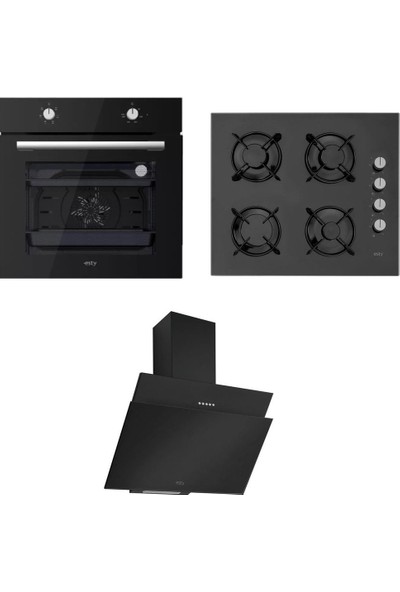 Silverline Esty Ankastre Siyah Cam Set ( Turbo Fırın ) Silverline Esty Ankastre Siyah Cam Set ( Turbo Fırın )