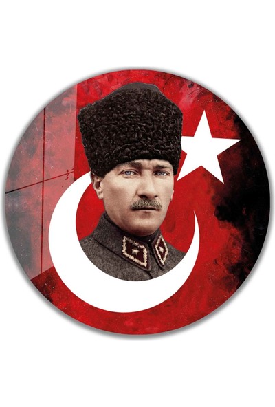 Idealizbiz Atatürk Cam Tablo Yuvarlak 4mm Dayanıklı Temperli Cam Idealizbiz Atatürk Cam Tablo Yuvarlak 4mm Dayanıklı Temperli Cam