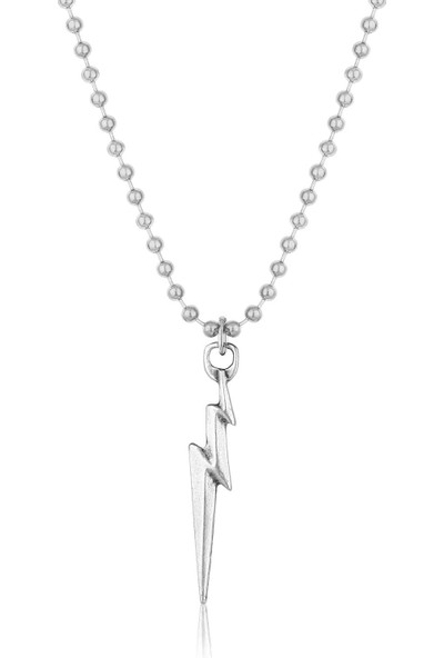 Noon Collection Noon Şimşek Figürlü Gümüş Renk Zincirli Erkek Kolye NN3790