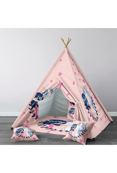 Instababyrooms Dijital Baskılı Kızıldereli Çocuk Bebek Odası Oyun Çadırı Model: 166