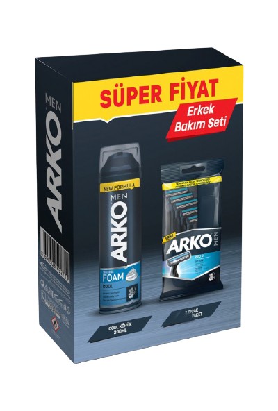 Arko Tıraş Köpüğü Cool 200 ml + 5’li Banyo Tıraş Bıçağı Arko Tıraş Köpüğü Cool 200 ml + 5’li Banyo Tıraş Bıçağı