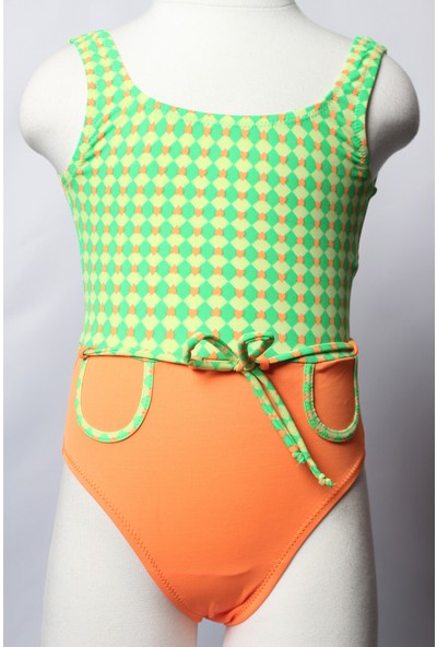 Sude Ayl Kız Çocuk Yeşil Desenli Belde Kemer Bağlama Detaylı Askılı Empirme Mayo 122-64 Sude Ayl Kız Çocuk Yeşil Desenli Belde Kemer Bağlama Detaylı Askılı Empirme Mayo 122-64