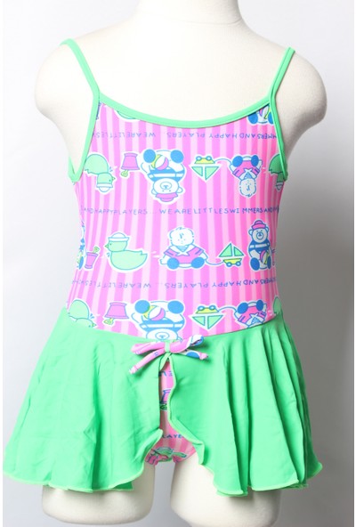 Sude Ayl Kız Çocuk Yeşil Yazı Detaylı ve Desenli Etekli Biyeli Askılı Empirme Mayo 136-2107-72 Sude Ayl Kız Çocuk Yeşil Yazı Detaylı ve Desenli Etekli Biyeli Askılı Empirme Mayo 136-2107-72