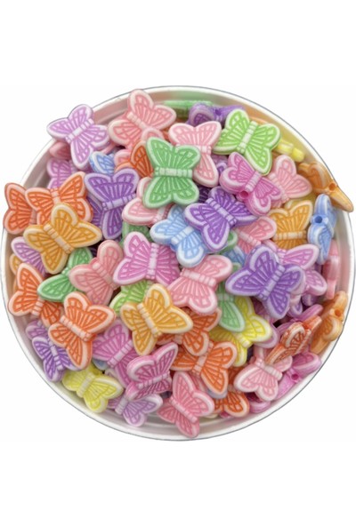 Hedef Bijuteri Pastel Kelebek Karışık Pastel Renk Boncuk,takı Yapım Hobi Boncuğu (25GR, ~65 Adet) Hedef Bijuteri Pastel Kelebek Karışık Pastel Renk Boncuk,takı Yapım Hobi Boncuğu (25GR, ~65 Adet)