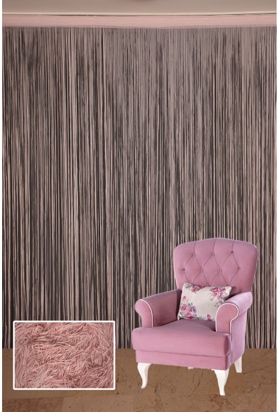 Akça Tekstil İp Model Pudra Renk İp Perde 300 x 270 cm. - 2 mm Şeritler Halinde Dokunmuş Düğmeli İp Perde Akça Tekstil İp Model Pudra Renk İp Perde 300 x 270 cm. - 2 mm Şeritler Halinde Dokunmuş Düğmeli İp Perde