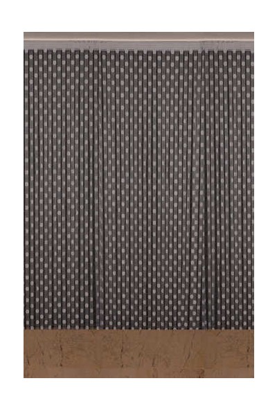 Akça Tekstil Puanlı Model Gri Renk İp Perde Hazır Düğmeleri Dikilmiş İp Perde 300 x 270 cm.