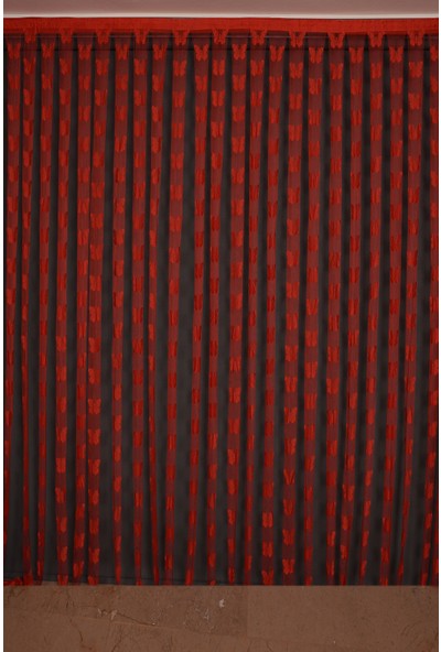 Akça Tekstil Kelebek Model Kırmızı Renk İp Perde Hazır Düğmeleri Dikilmiş İp Perde 300 x 270 cm. Akça Tekstil Kelebek Model Kırmızı Renk İp Perde Hazır Düğmeleri Dikilmiş İp Perde 300 x 270 cm.