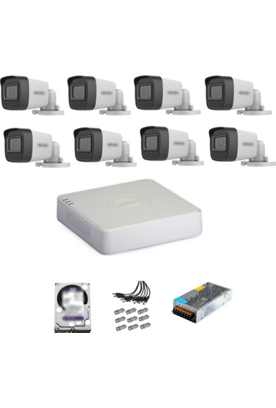 Hikvision 8 Kameralı Güvenlik Kamera Hazır Set 2tb 7/24 Hdd-2tb Kayıt Kapasiteli Sistem
