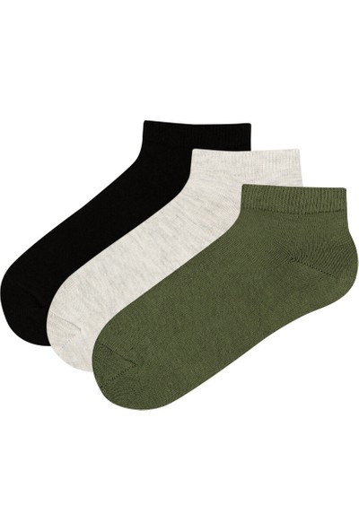 Penti Çok Renkli Khaki Basic 3lü Patik Çorap