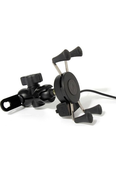 Motobros Motosiklet Ahtapot Telefon Tutucu 2.1 USB Hızlı Şarjlı