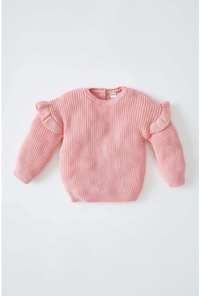 DeFacto Kız Bebek Basic Volan Detaylı Triko Kazak U7303A221AU DeFacto Kız Bebek Basic Volan Detaylı Triko Kazak U7303A221AU