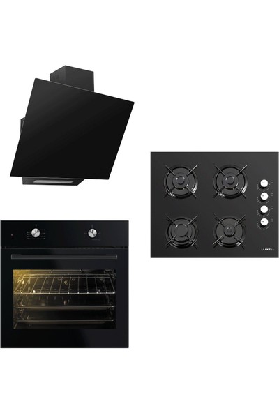 Luxell Silverstone Camlı Ankastre Set (B66-S2 Fırın - Lx-40 Ocak - DA6-833 Davlumbaz) Luxell Silverstone Camlı Ankastre Set (B66-S2 Fırın - Lx-40 Ocak - DA6-833 Davlumbaz)