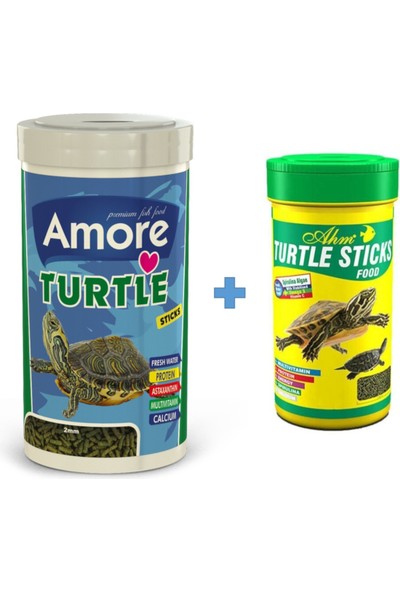 Amore Turtle Sticks 1000ML + Ahm Turtle 250ML Vitamin Kalsiyum Mineral Plus Sürüngen ve Kaplumbağa Yemi Amore Turtle Sticks 1000ML + Ahm Turtle 250ML Vitamin Kalsiyum Mineral Plus Sürüngen ve Kaplumbağa Yemi